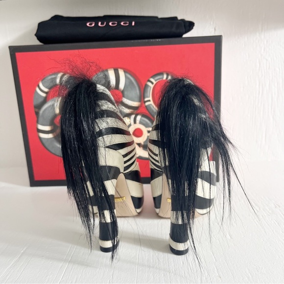 Gucci | Shoes | Gucci Runway Lesley Zebra Stripe Mary Jane Pumps Size ...